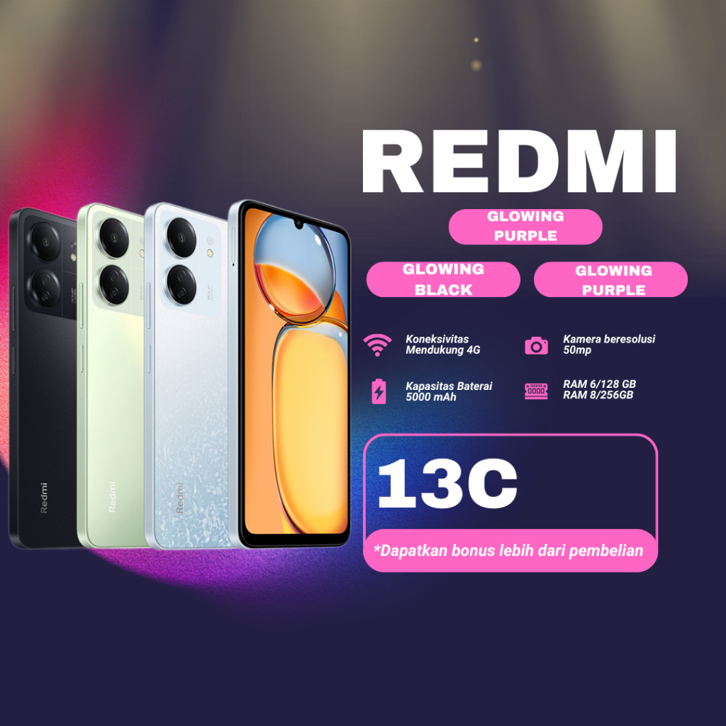 Jual Xiaomi Redmi 13C (6/128GB) (8/256GB) | Tiga kamera AI 50 MP | 16 ...