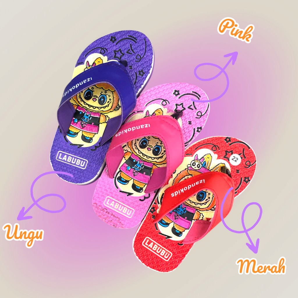 Jual Sandal anak LABUBU sendal jepit anak perempuan lucu imut bahan ...