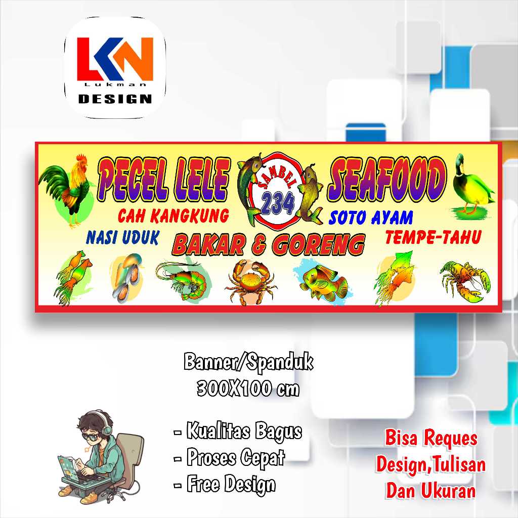 Jual Spanduk Banner Pecel lele Seafood custom model a | Shopee Indonesia