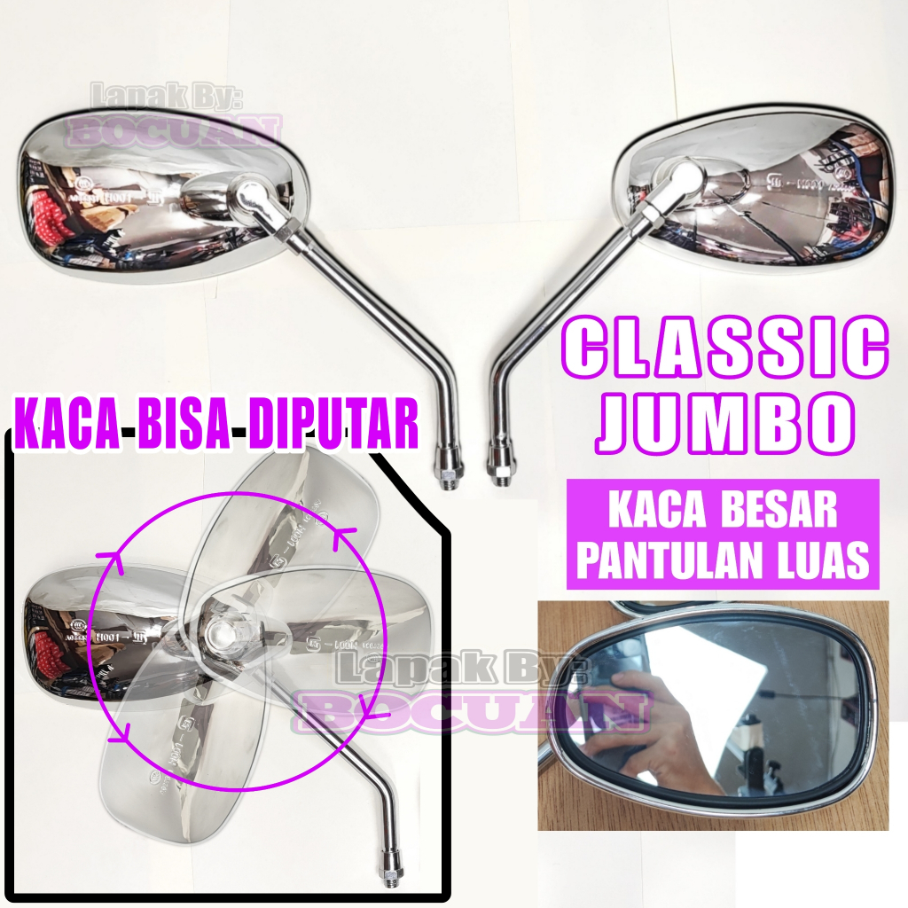 Jual spion JUMBO oval classic scoopy w175 fazzio cb100 fino thunder 125 ...