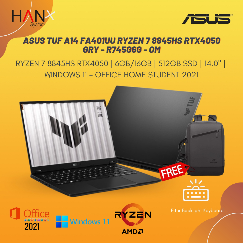 Jual ASUS TUF A14 FA401UU RYZEN 7 8845HS RTX4050 6GB/ 16GB 512GB W11 ...