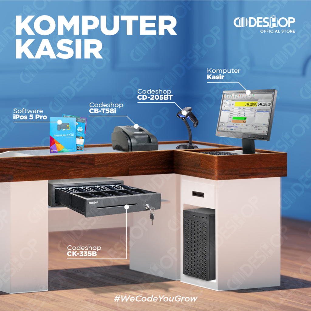 Jual Paket Komputer Kasir Codeshop CBT-58i CD-205BT CK-335B iPos 5 Profesional Toko Retail ...