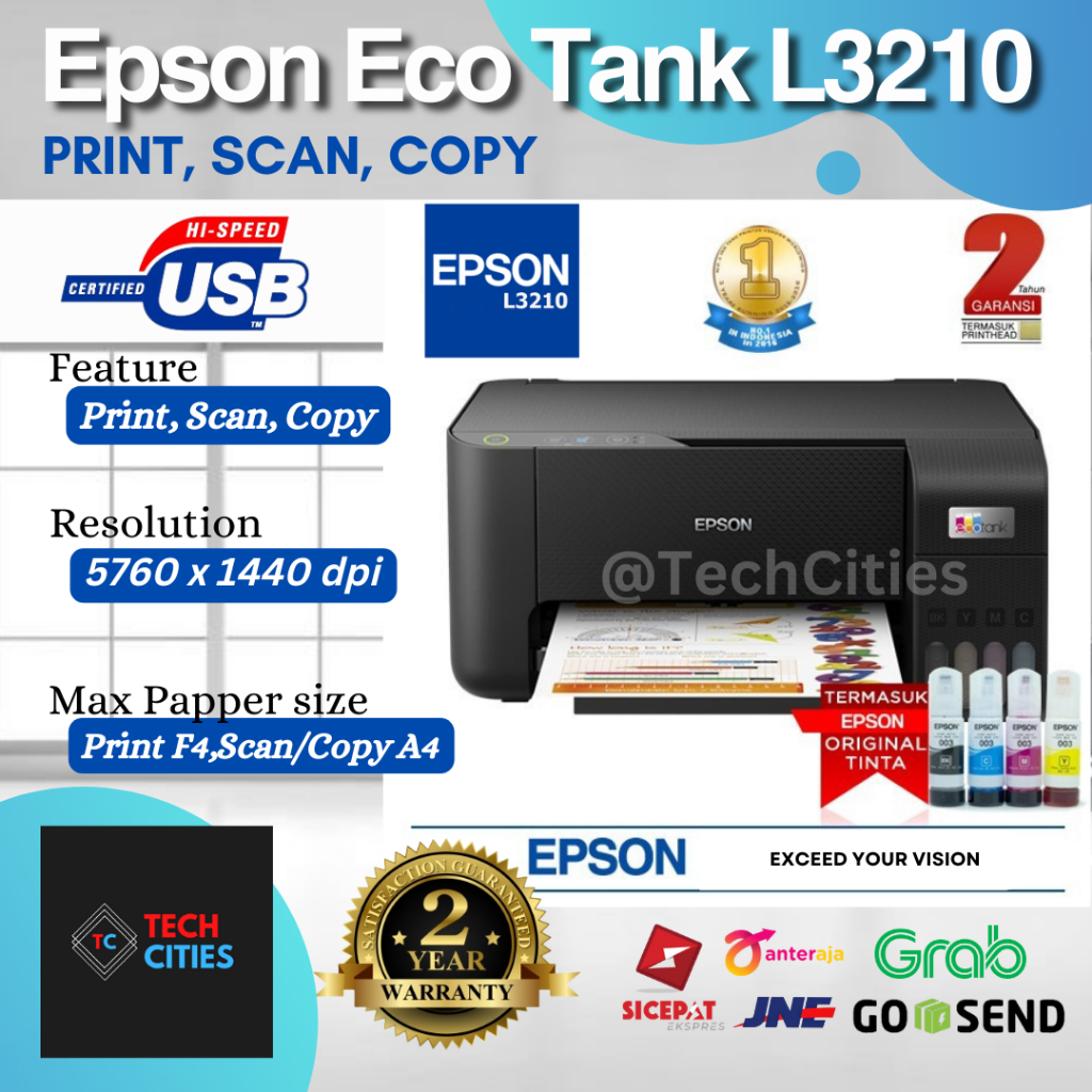 Jual Epson L3210 A4 ECOTANK Printer All-in-One Ink Tank | Shopee Indonesia