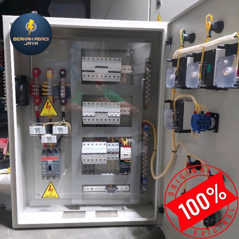 Jual panel pembagi 3phase 100amper + dol 3phase 3kw 4hp/pk analog meter ...
