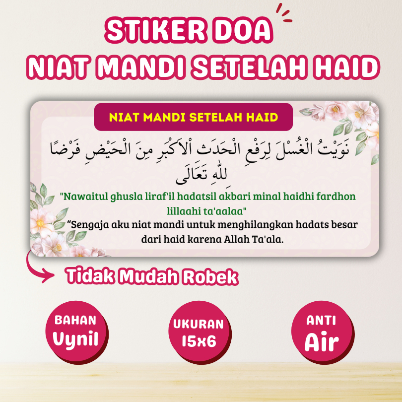 Jual [STIKER DOA HARIAN] Stiker Doa Mandi Selesai Haid / Hadast besar ...