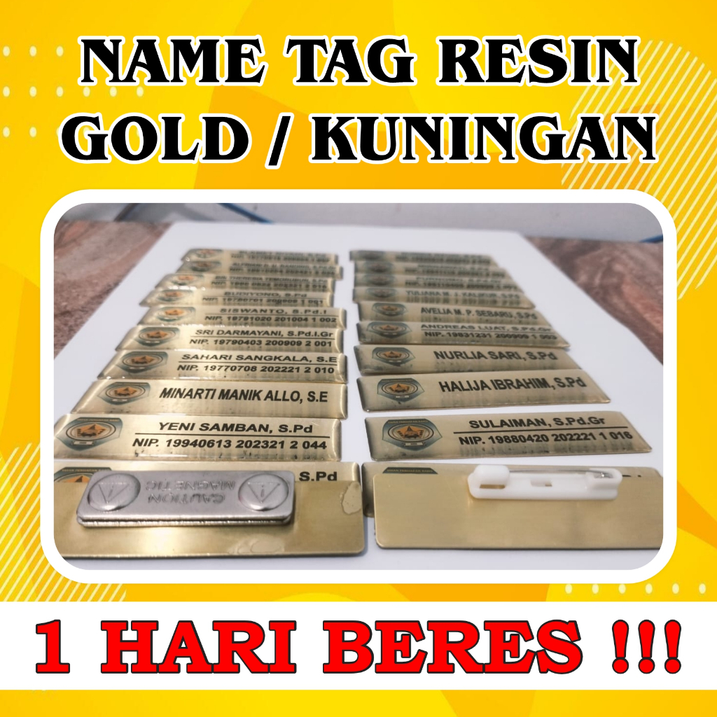 Jual NAME TAG NAMA DADA papan dada KUNINGAN PENITI MAGNET | Shopee ...