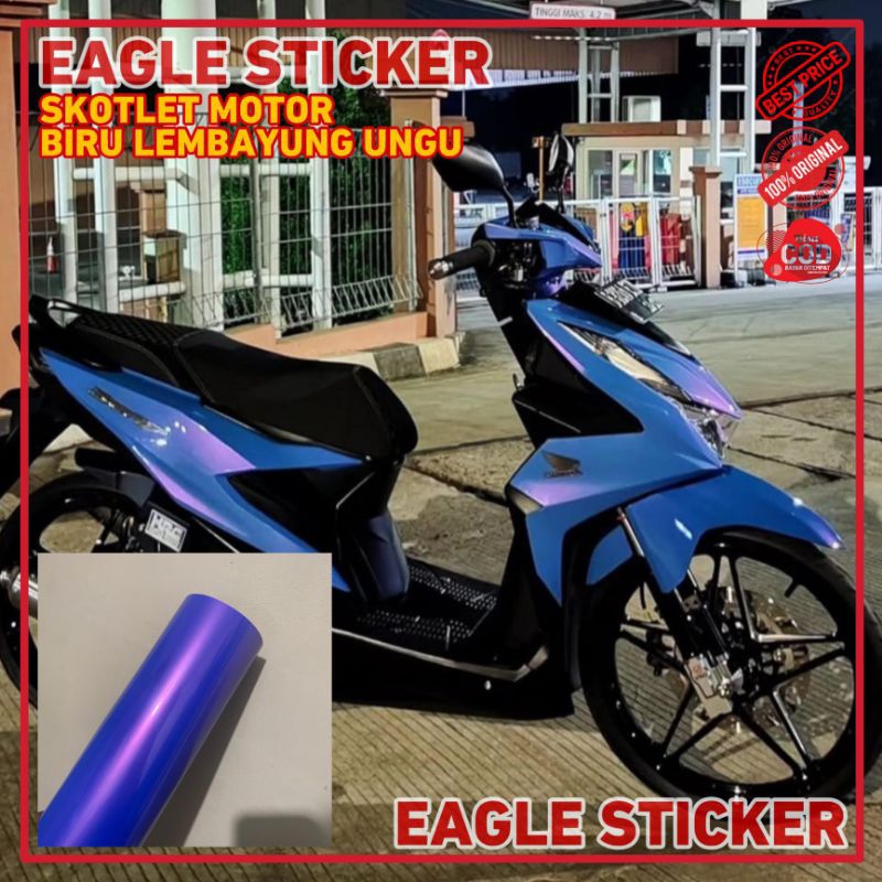 Jual Stiker motor biru lembayung ungu sticker scotlite motor stiker ...