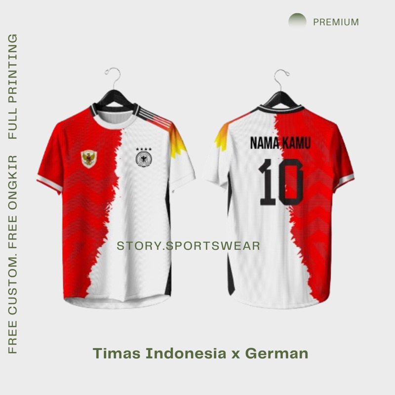 Jual Baju Kaos Jersey Timnas Indonesia X German Full Printing Free nama ...