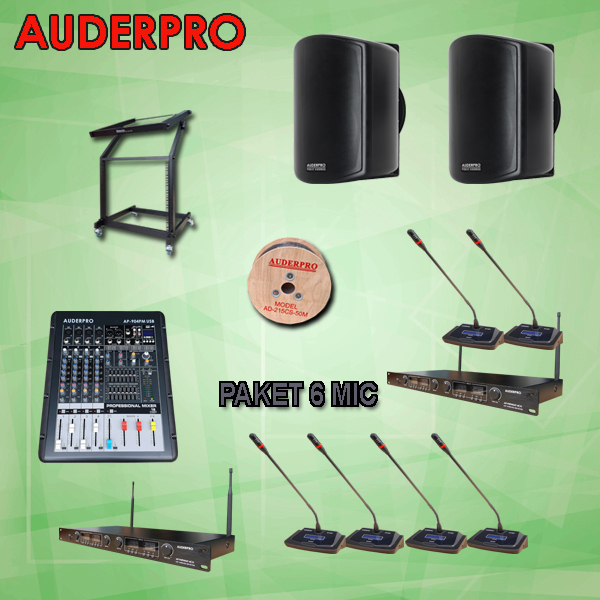Jual MIC RAPAT WIRELESS AUDERPRO PAKET TW12 PAKAI 6 MIKROFON TABLE PLUS ...