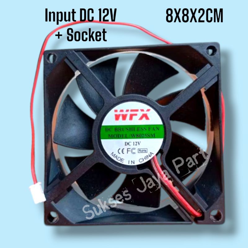 Jual Kipas DC 12V 8x8cm Di Lengkapi Socket | Shopee Indonesia