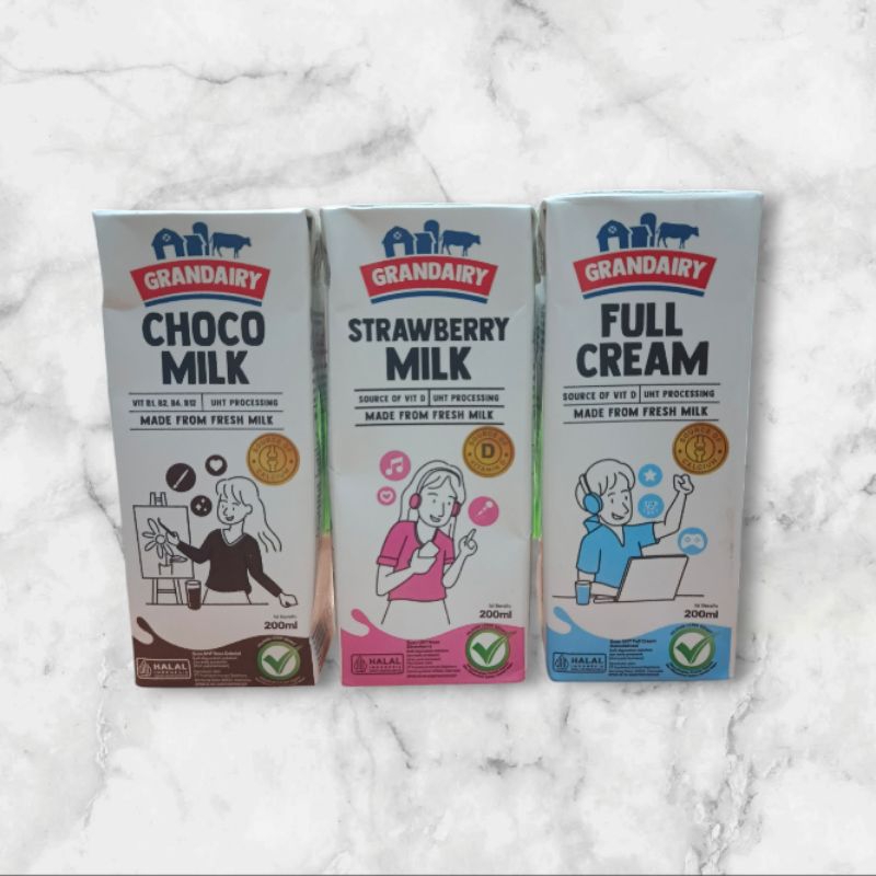 Jual Grandairy Choco Milk & Full Cream 200ml Bundle-3pcs | Shopee Indonesia