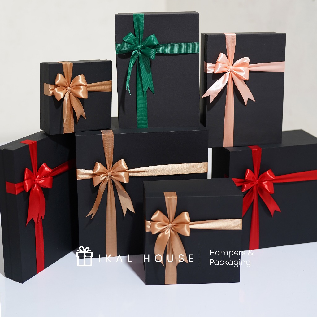 Jual Gift Box/ Kotak Kado Hitam/ Kotak Kado Pita/ Hampers Box/ Hardbox ...