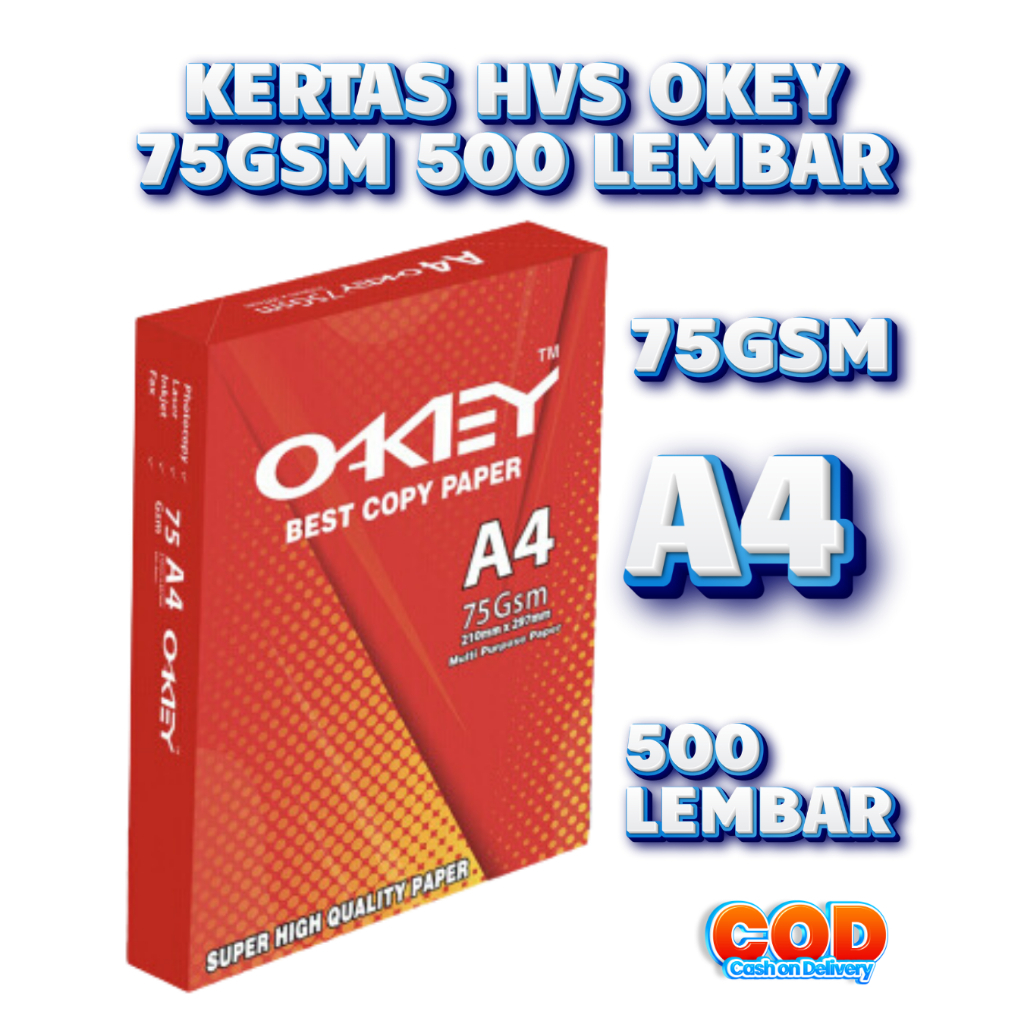 Jual 1 RIM KERTAS HVS OKEY 75 GSM A4/ KERTAS HVS OKEY 75 GSM F4 ...