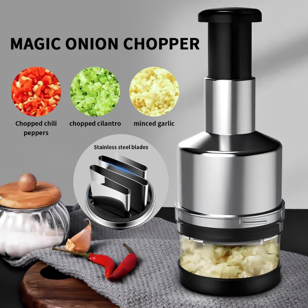 Jual Stainless Steel Garlic Cutter Manual Cutting Onion Ginger Garlic ...