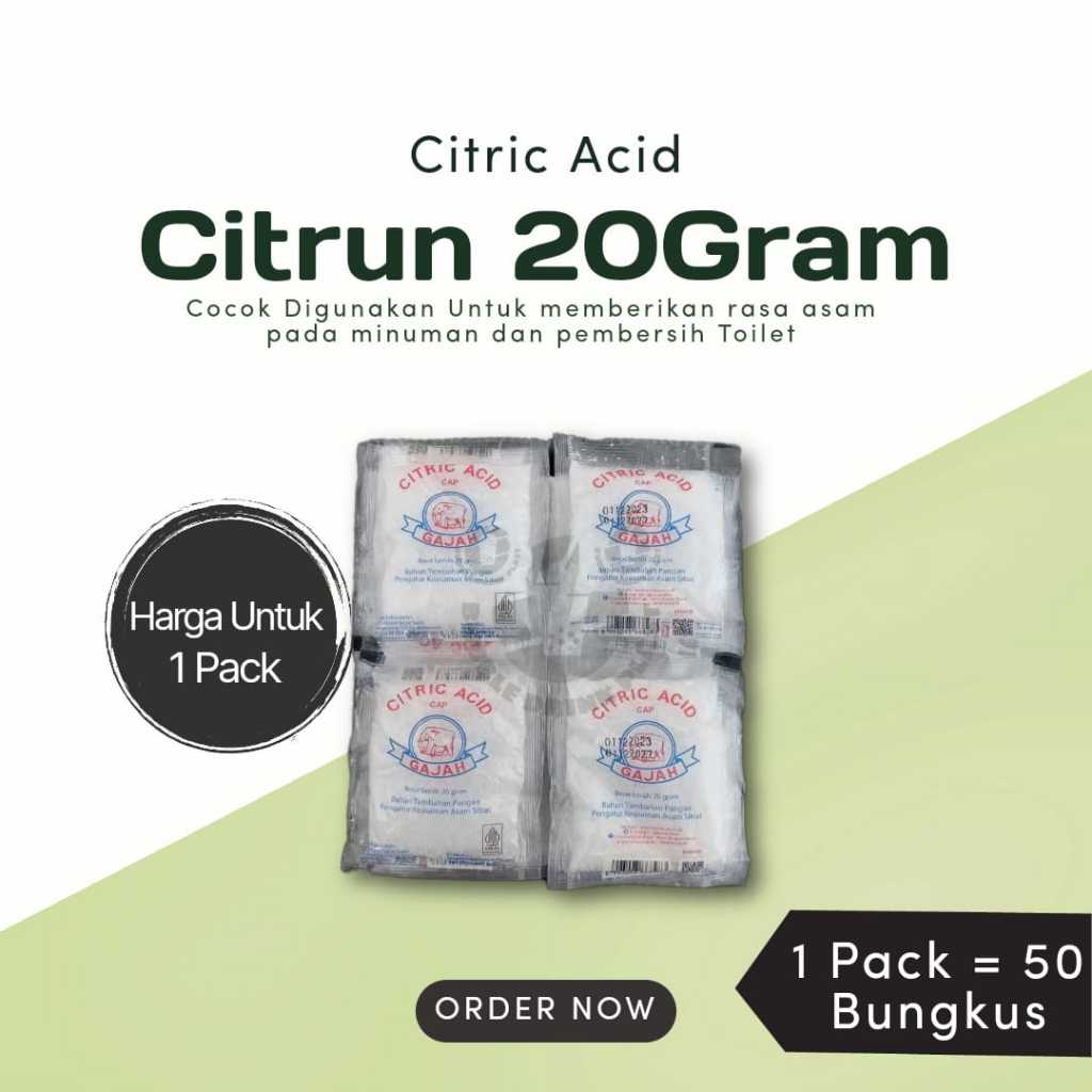 Jual Citric Acid Cap Gajah 20gr 1 Pack / Citrun Acid / Asam Sitrat ...