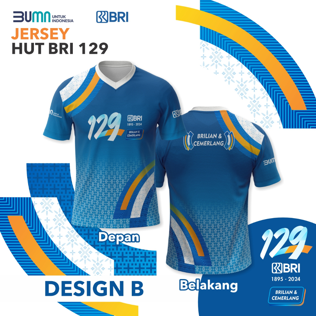 Jual JERSEY DEWASA HUT BRI 129 B BAJU ULANG TAHUN BANK BRI 127 ...