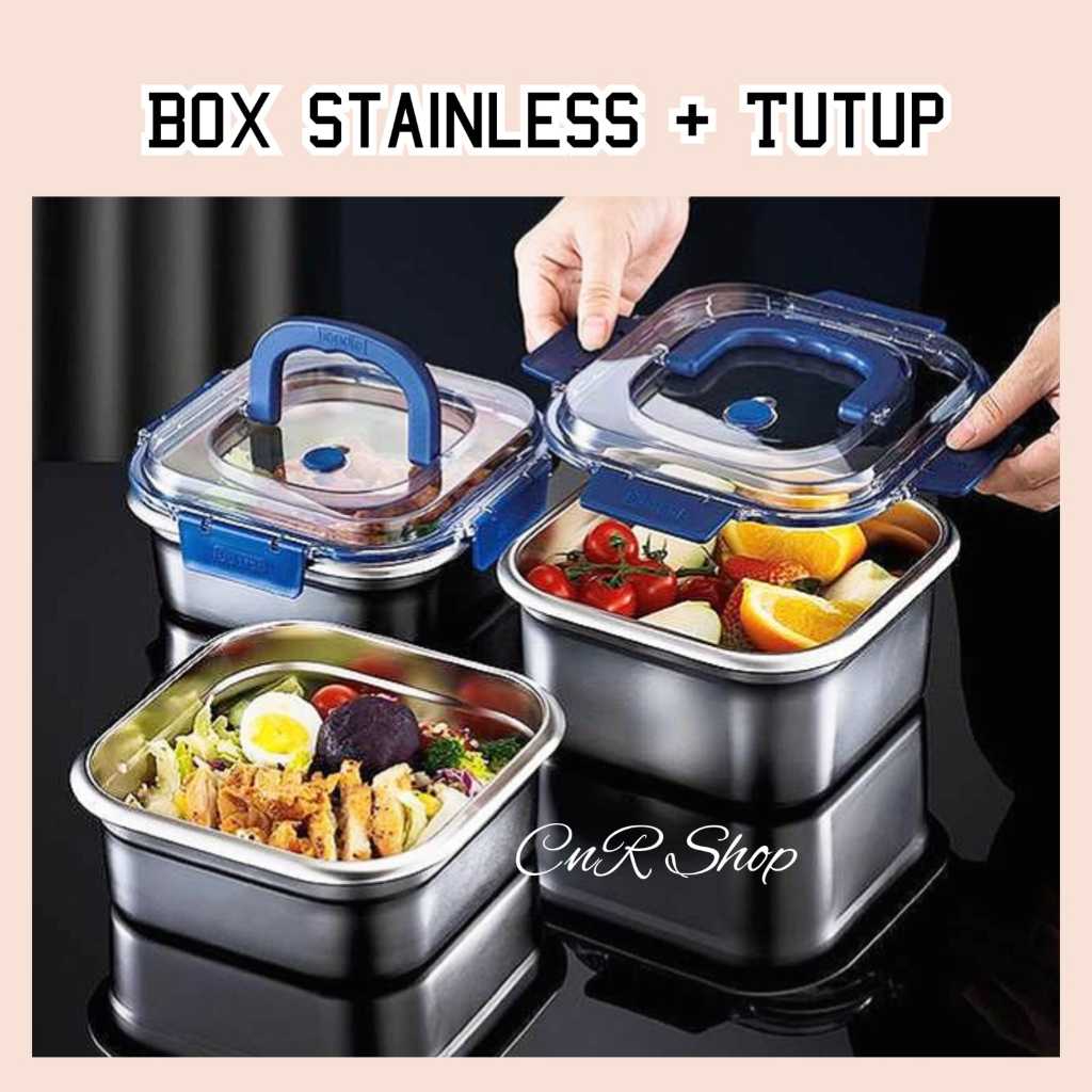 Jual Tempat Makan lunch Box Stainless + Tutup / rantang makanan / kotak ...