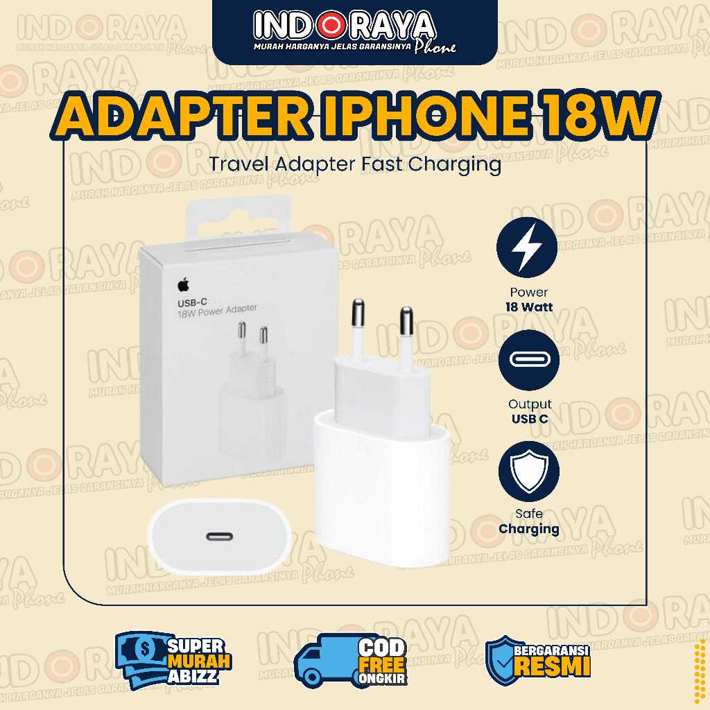 Jual Adapter iPhone 18W USB C Fast Charging Kepala Batok Adaptor ...