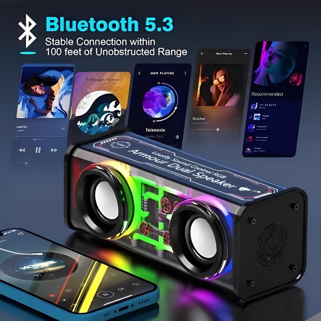 Jual Speaker Bluetooth Subwoofer Baja Kecil Transparan Audio Portabel Nirkabel Rgb 7 Color Light ...