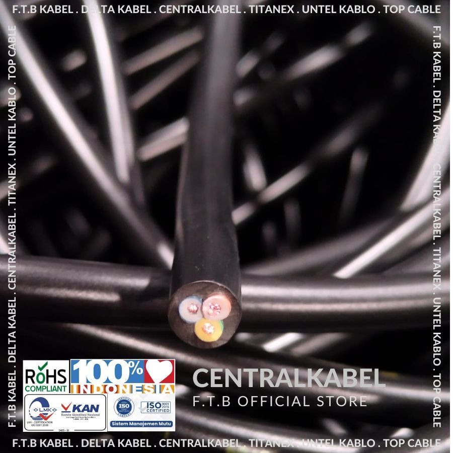Jual SNI Central Kabel Listrik NYYHY 3x1 Sqmm 450/750V 50 Meter ( NYYHY 3x1mm 3x1.00 3x1,00 ...