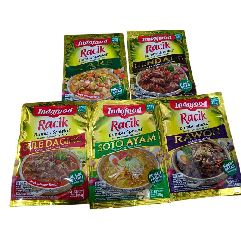 Jual Indofood bumbu racik special bumbu basah50grRendang Rawon 45gr ...