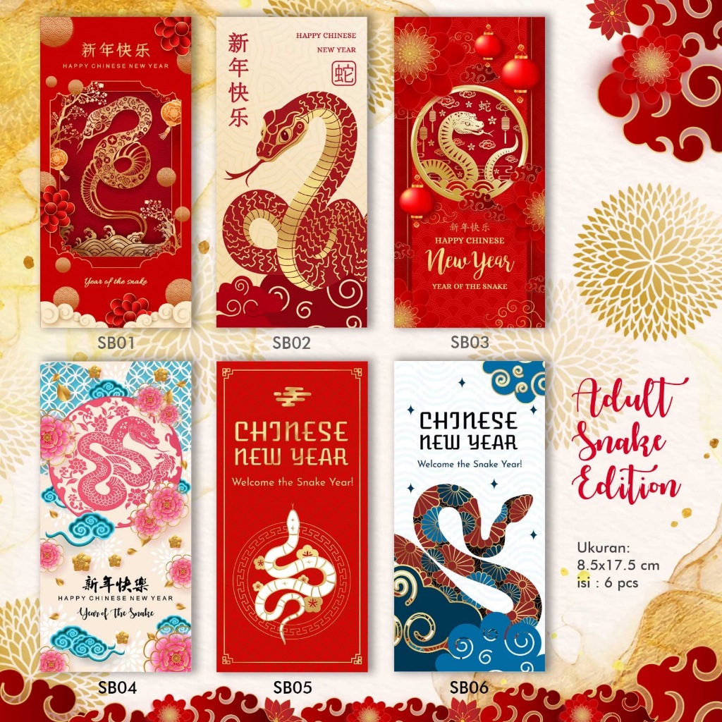 Jual AMPLOP ANGPAO IMLEK SHIO ULAR MODEL PANJANG ANGPAU CNY - CHINESE ...