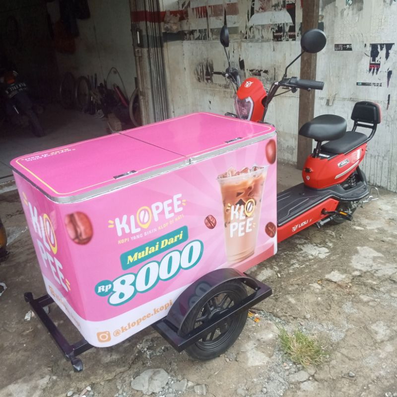 Jual Gerobak Sepeda Listrik / both keliling / Es kopi / 2 pintu ...