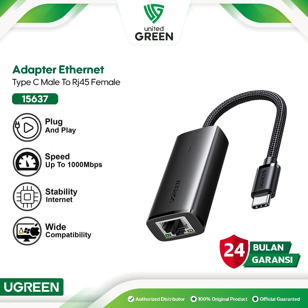 Jual UGREEN Lan Adapter Ethernet Network USB Type C to RJ45 1000Mbps ...