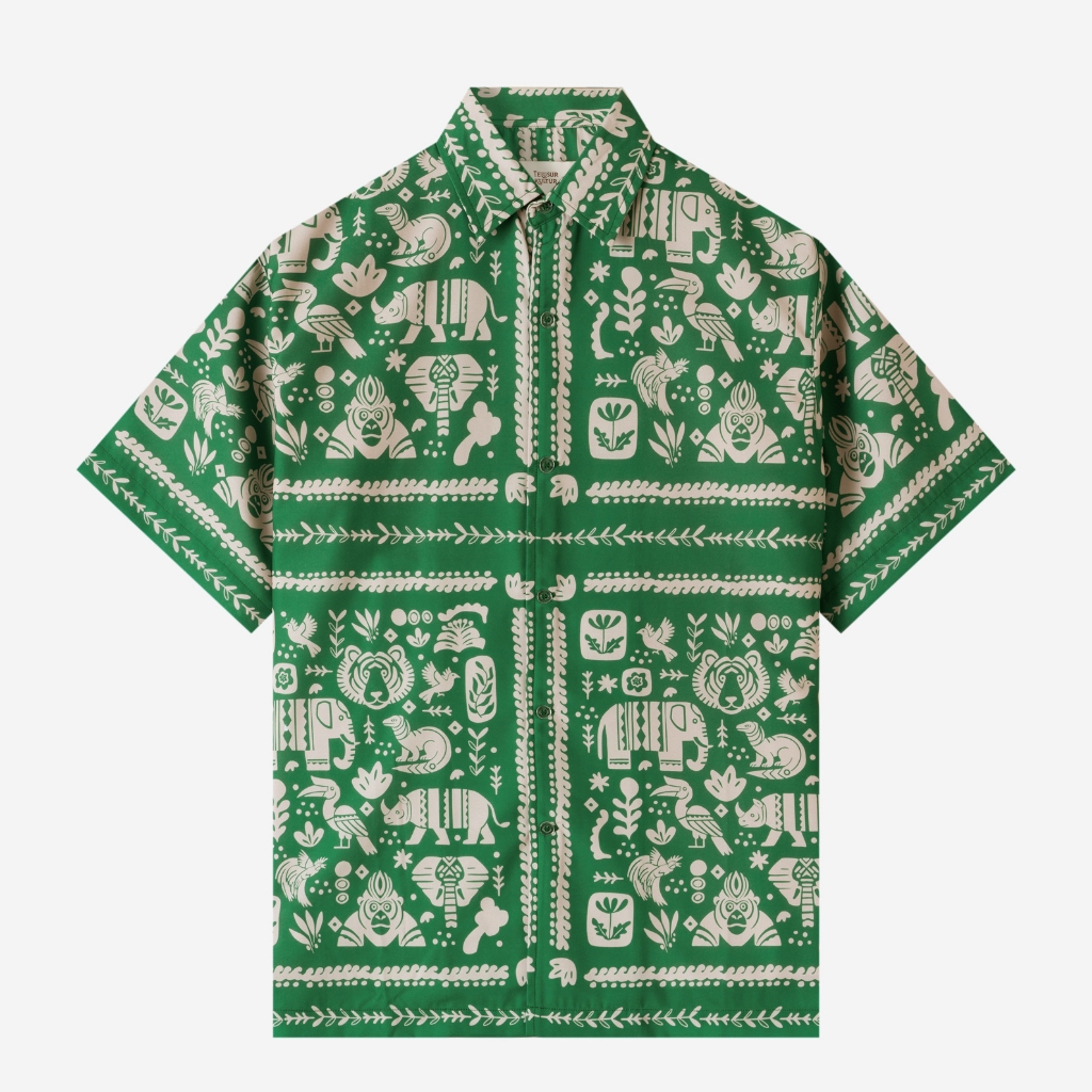 Jual Telusur Kultur Batik Print - Corak Nusantara - Flora & Fauna Hijau ...