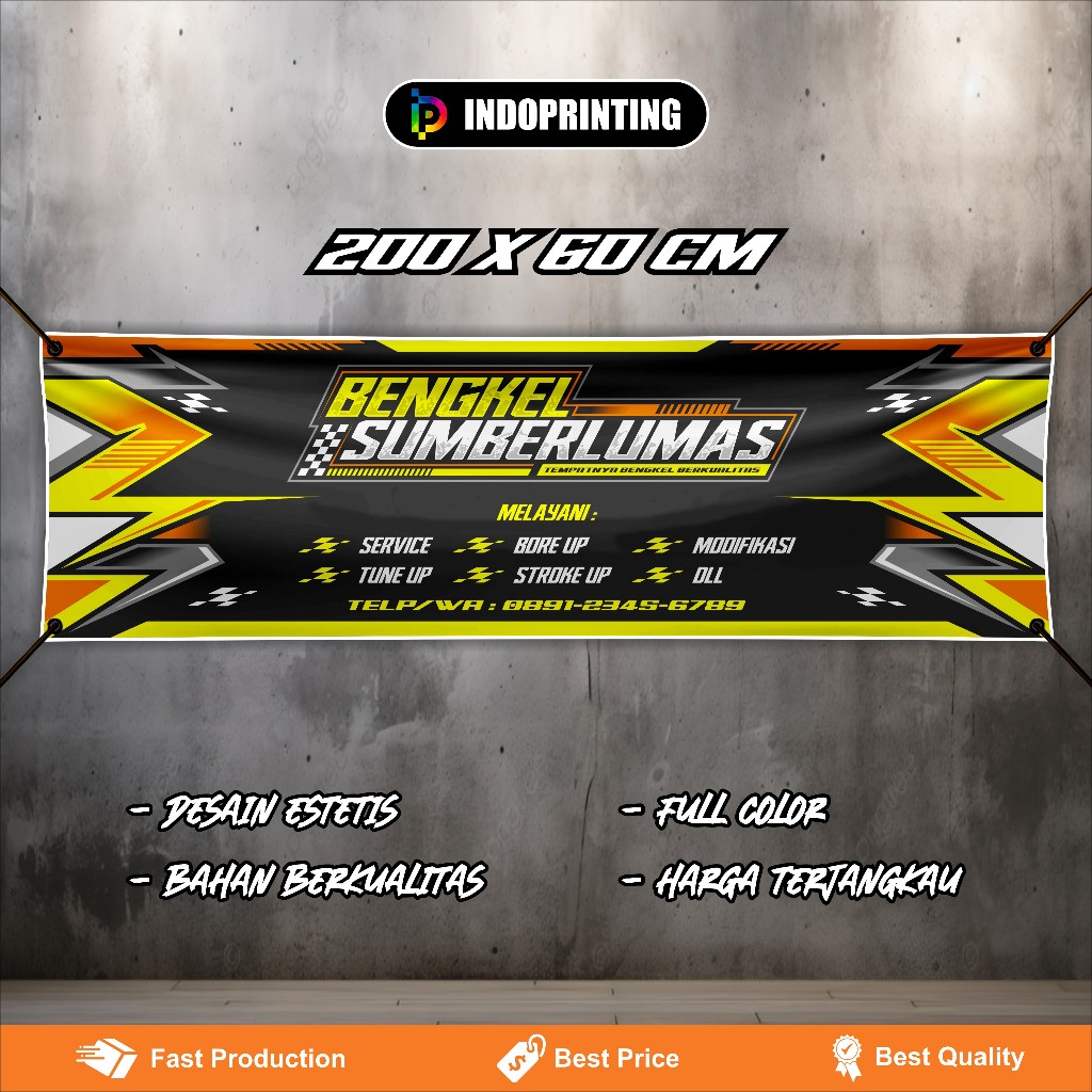 Jual SPANDUK BENGKEL / BANNER BENGKEL 200 X 60cm (COD) | Shopee Indonesia
