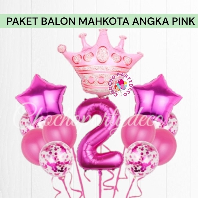 Jual Paket Balon MAHKOTA ANGKA PINK / Dekorasi Ulang Tahun Mahkota ...