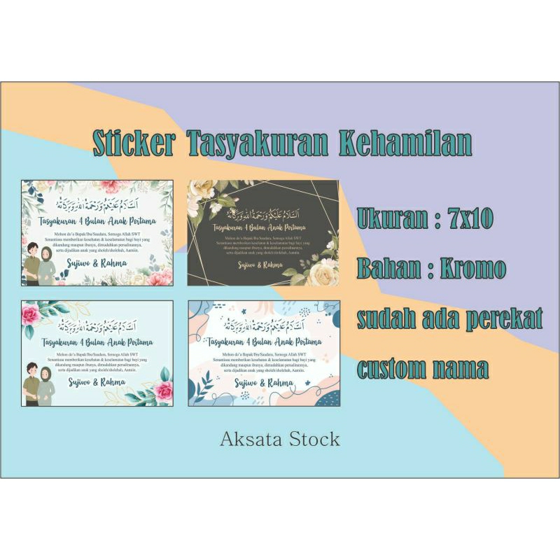 Jual Sticker Tasyakuran 4 Bulanan Stiker Tasyakuran 7 Bulan Kehamilan ...