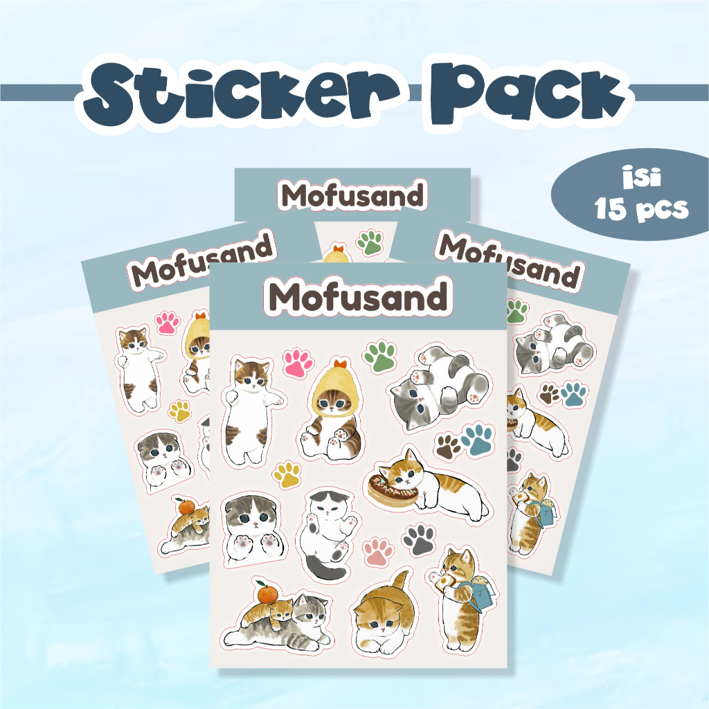 Jual Mofusand Cute Cat Sticker Pack Cutting Waterproof Glossy Tumbler ...
