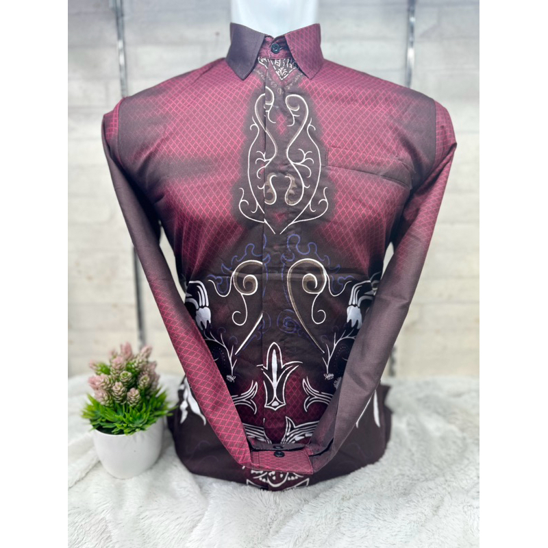 Jual batik pria lengan panjang lapis (furing) motif tenun toba batak ...