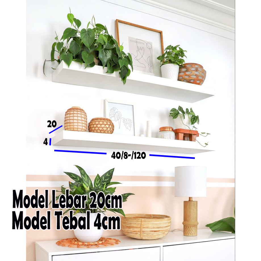 Jual (MODEL LEBAR/TEBAL 20x4cm)Rak Dinding Rak Kayu Ambalan Rak Hias ...