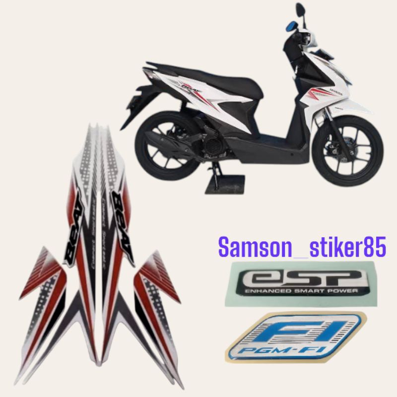 Jual stiker striping motor beat fi beat esp cbs 2020 2021 putih lis ...
