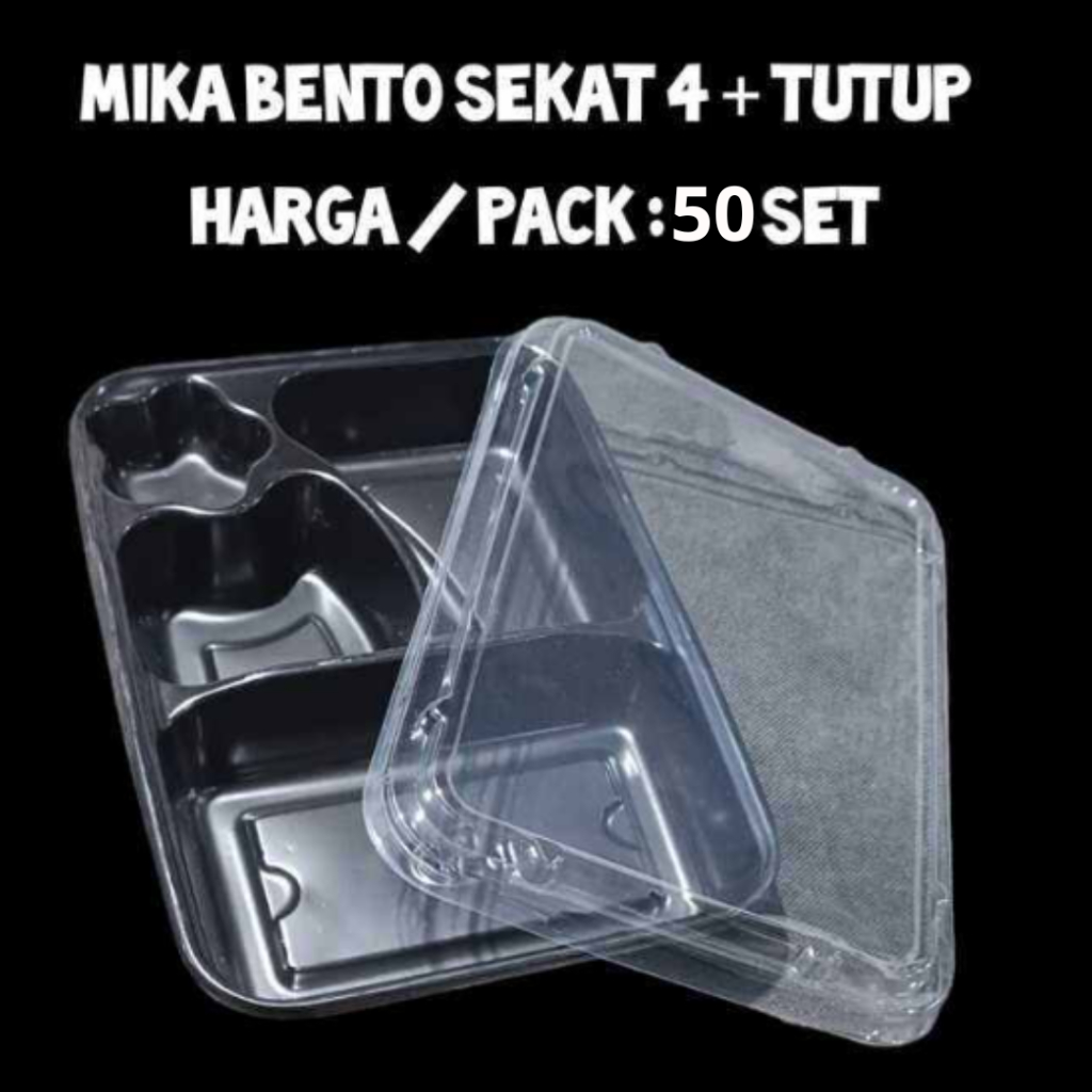 Jual [50Pcs] Mika Bento 4 Sekat Food Container Tempat Makan Bento 4 ...
