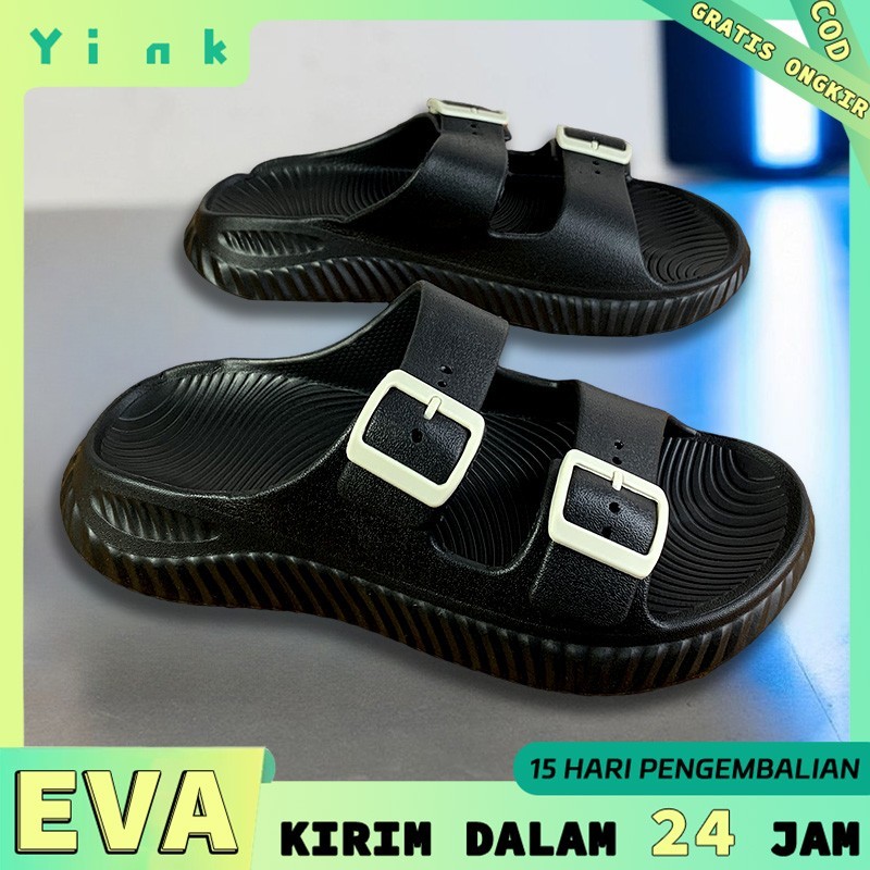 Jual Yink Sandal Slop Pria Keren Kekinian Strap 2 Terbaru EVA Casual Sendal Cowok Slip On Laki ...