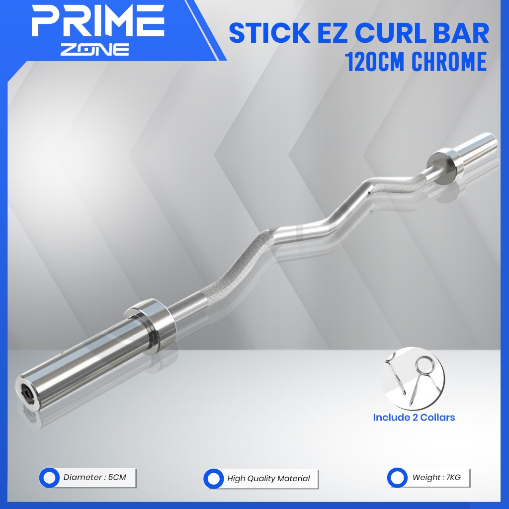 Jual BODYMASTER Stick EZ Curl Bar 120cm Chrome - Stik Bengkok Bicep ...