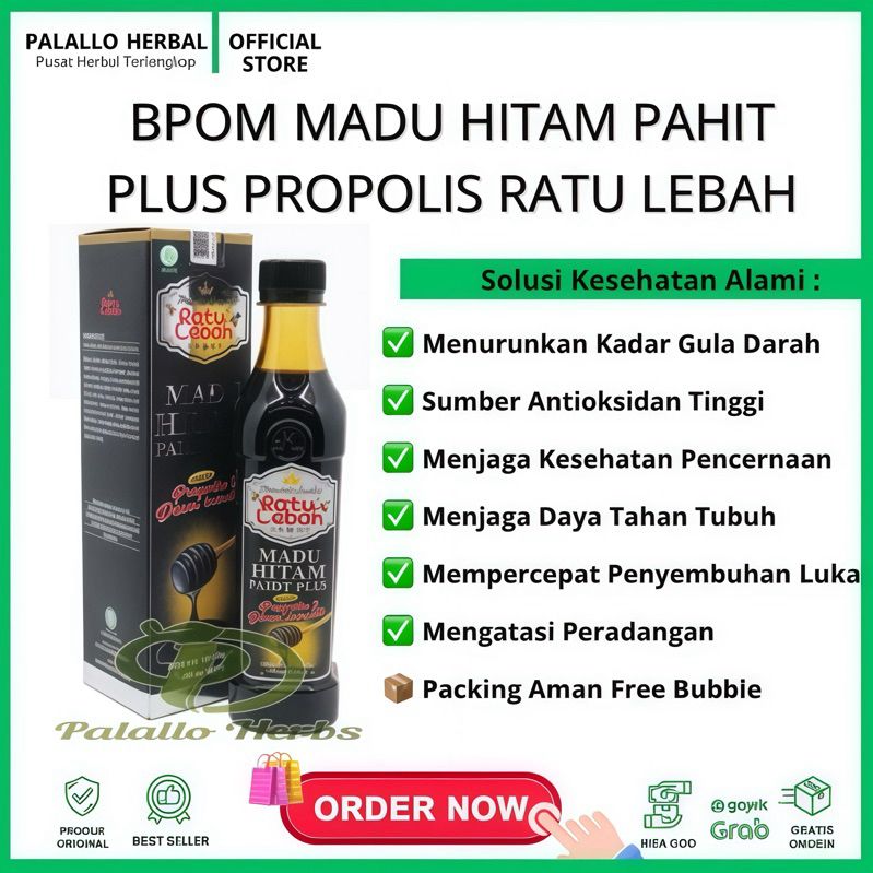 Jual BPOM Madu Hitam Pahit Plus Propolis Dan Daun Insulin Ratu Lebah ...