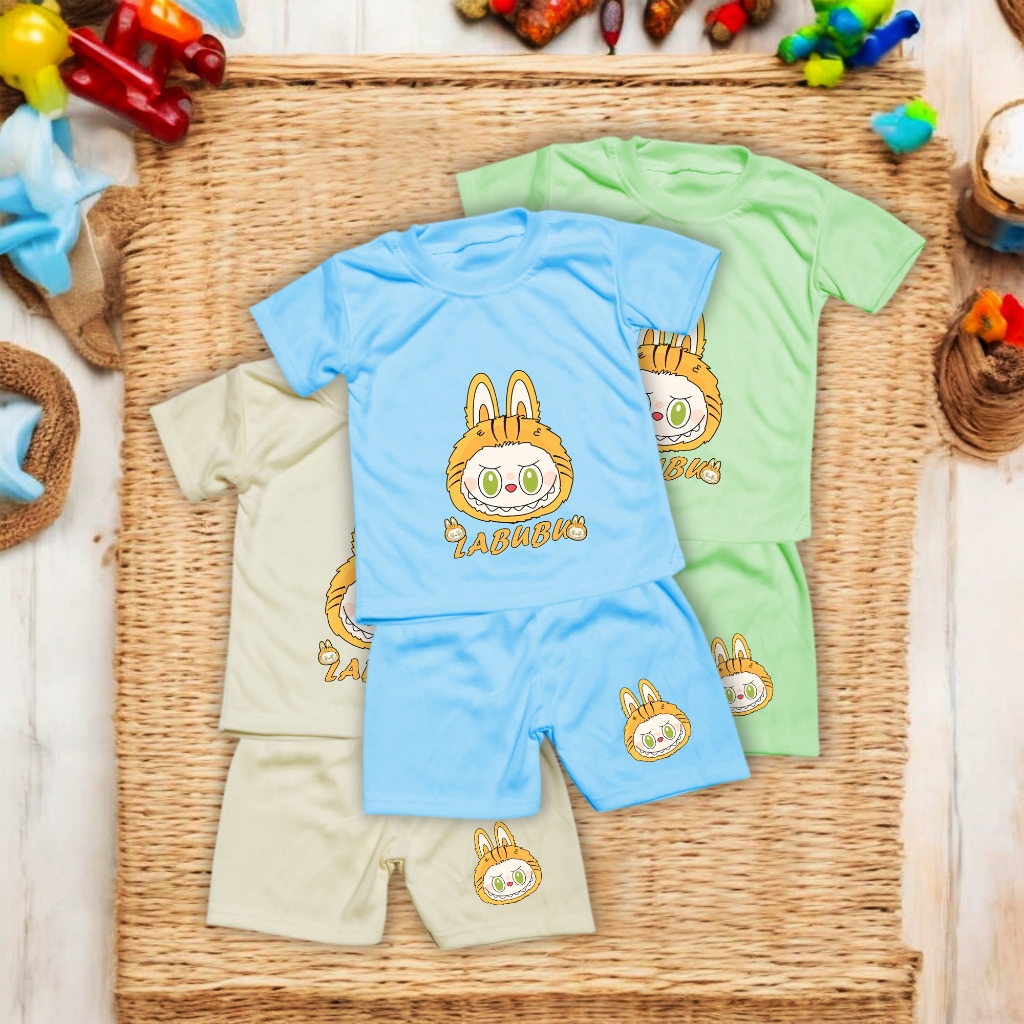 Jual Stelan anak Labubu cowok cewek, pakaian harian anak, set pendek ...