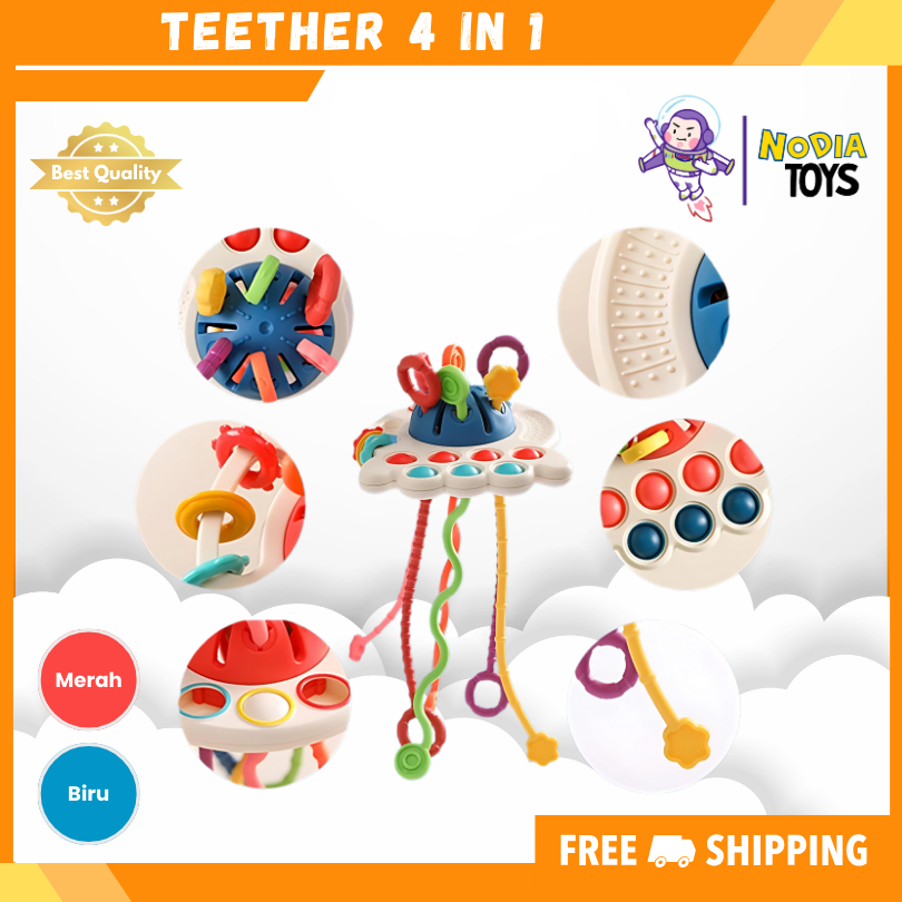 Jual Nodia Toys Mainan Edukasi Bayi Montessori 4in1 Sensorik Teether ...