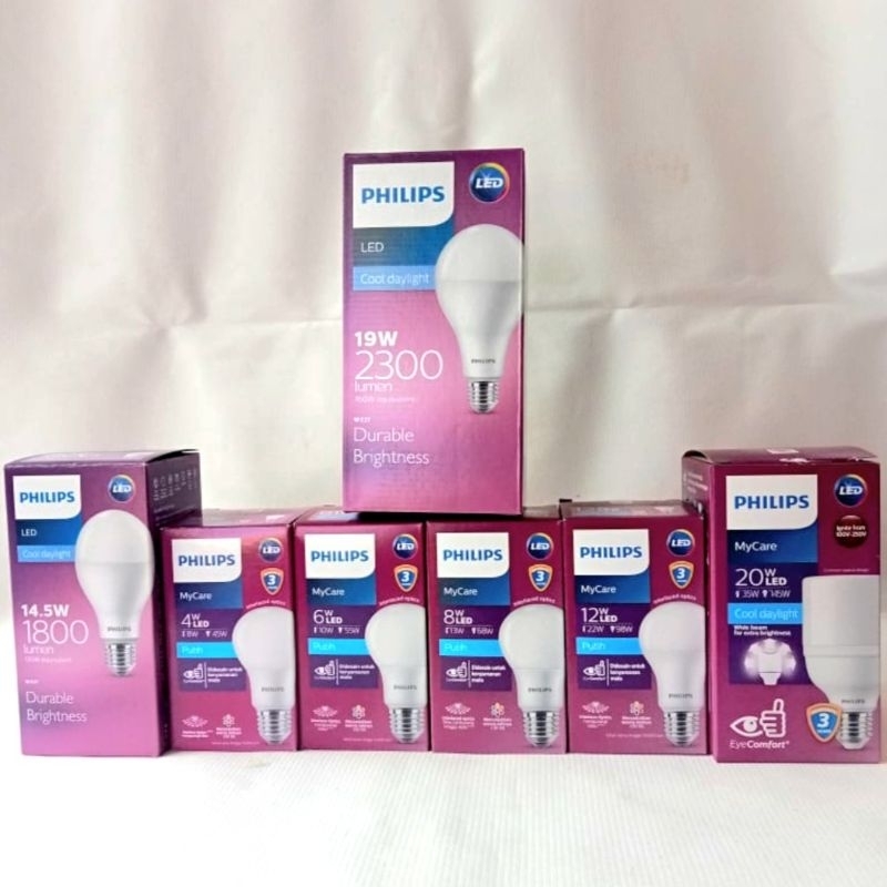 Jual LAMPU PHILIPS LED BULB MYCARE E27 PUTIH / COOL DAYLIGHT 4 6 8 10 12 14.5 19 W / BALON E27 ...