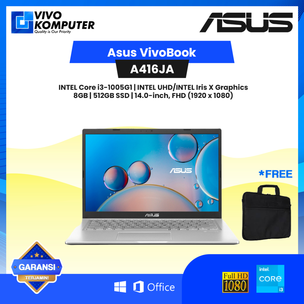 Jual ASUS VIVOBOOK A416JA Core i3-1005G - 4GB 256GB SSD - 14" FHD ...