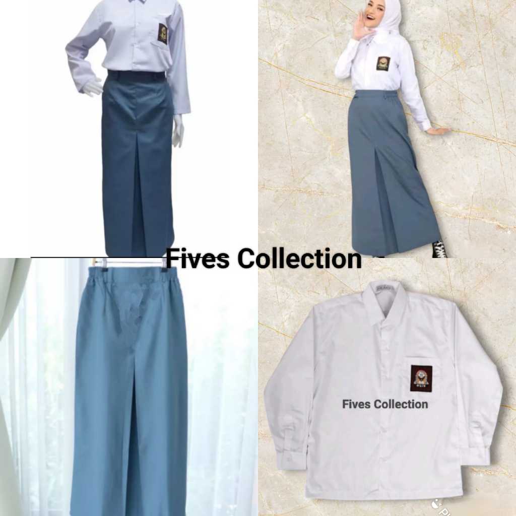 Jual FIVES COLLECTION PROMO SET SERAGAM SMA PEREMPUAN BAJU PANJANG ROK ...