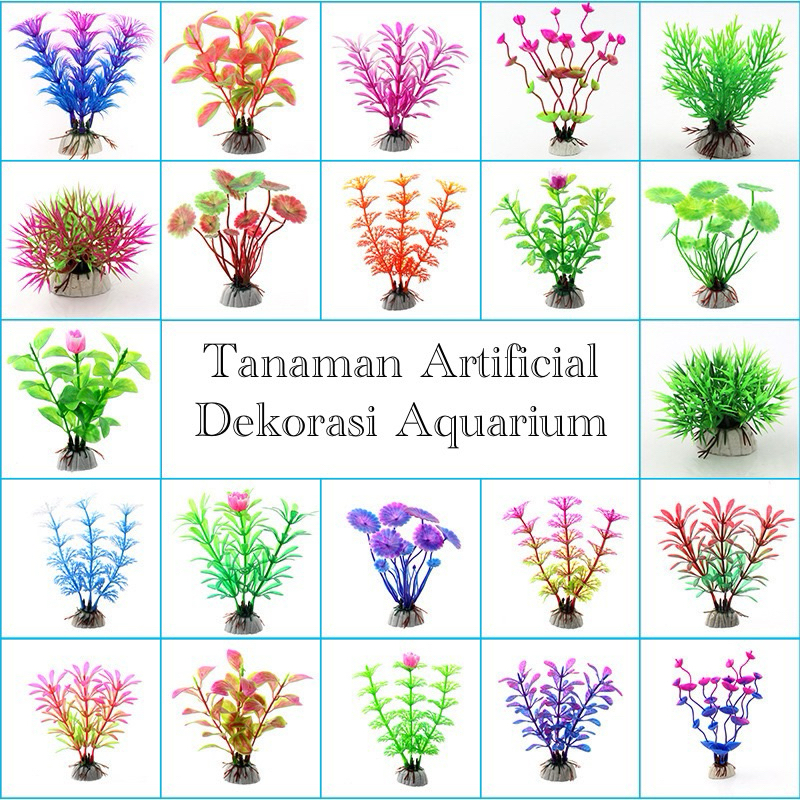 Jual TANAMAN AIR BUATAN TANAMAN PLASTIK HIASAN AQUARIUM AQUASCAPE MOTIF DAUN TANAMAN AIR ...