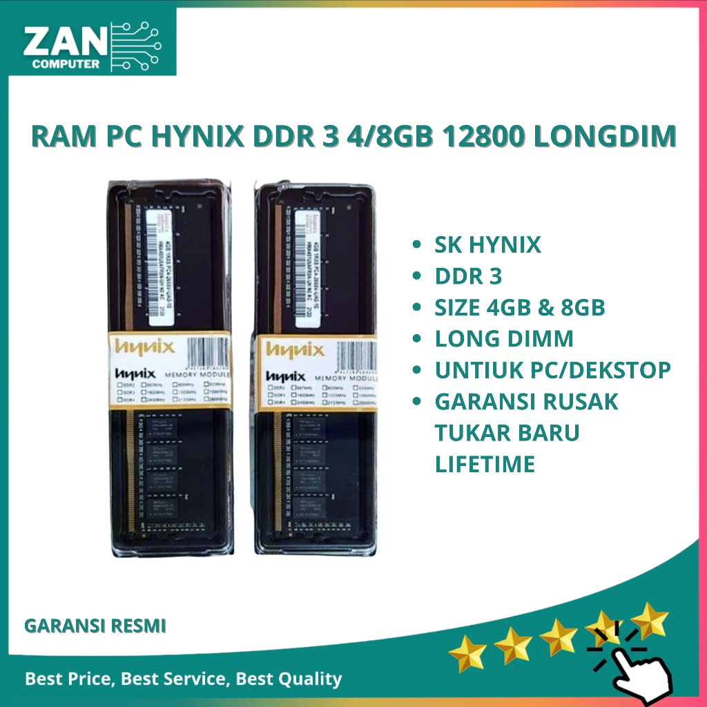 Jual Ram DDR 3 8gb / 4gb SK Hynix Pc 12800 / Pc 10600 Mhz Garansi Life Time | Shopee Indonesia