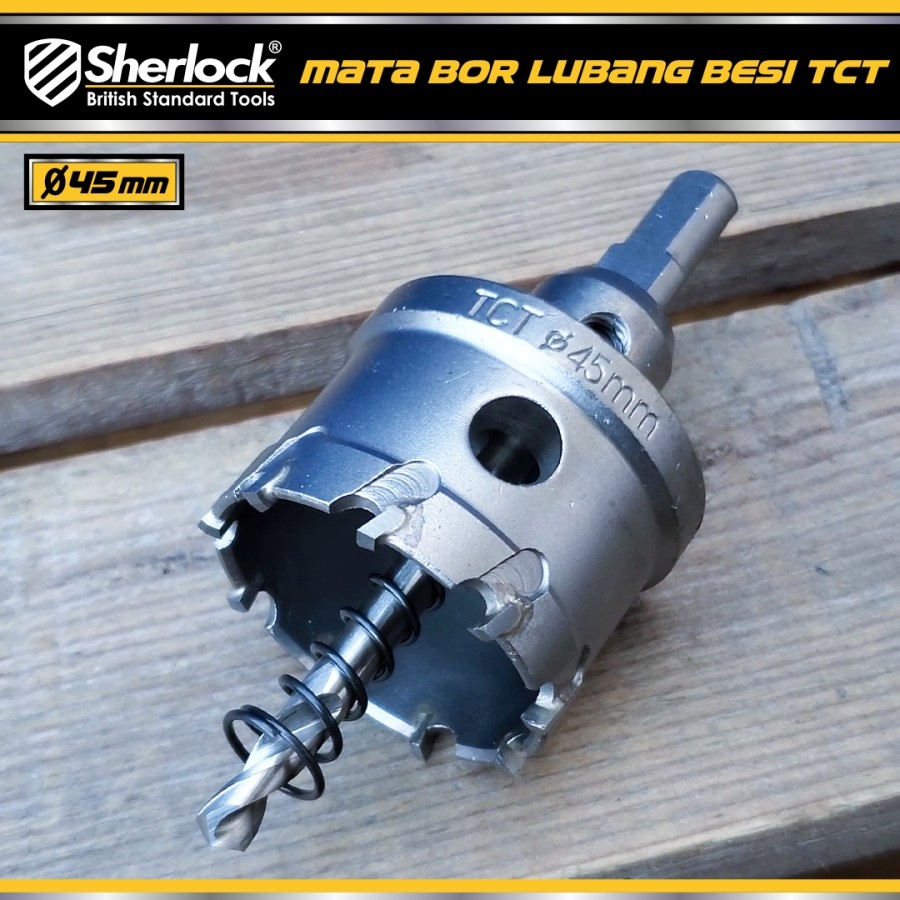 Jual Mata Bor Besi Keras Sherlock Hole Saw TCT ukuran 45 MM untuk ...