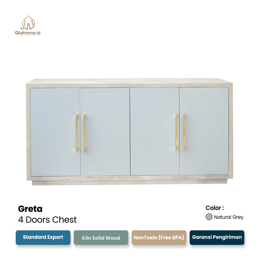 Jual Qiahome Greta 4 Doors Credenza Bufet TV Lemari Penyimpan Barang ...