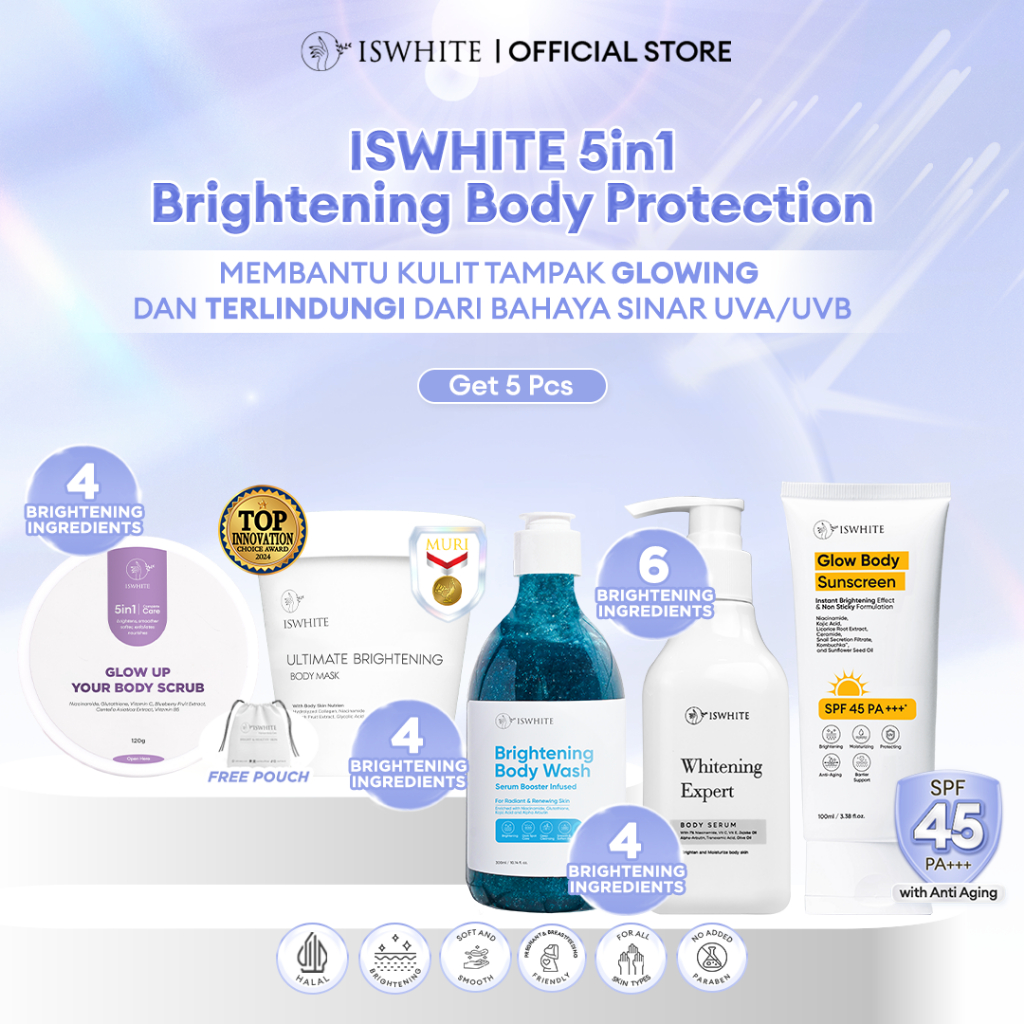 Jual ISWHITE 5in1 Brightening Body Protection Bundling Series Package ...